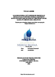 ANALISIS KINERJA LIFT SCHINDLER 3300 DENGAN MENGGUNAKAN METODE OVERALL ...