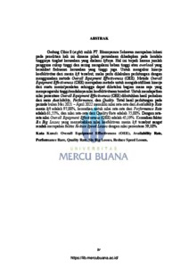 ANALISIS KINERJA LIFT SCHINDLER 3300 DENGAN MENGGUNAKAN METODE OVERALL ...